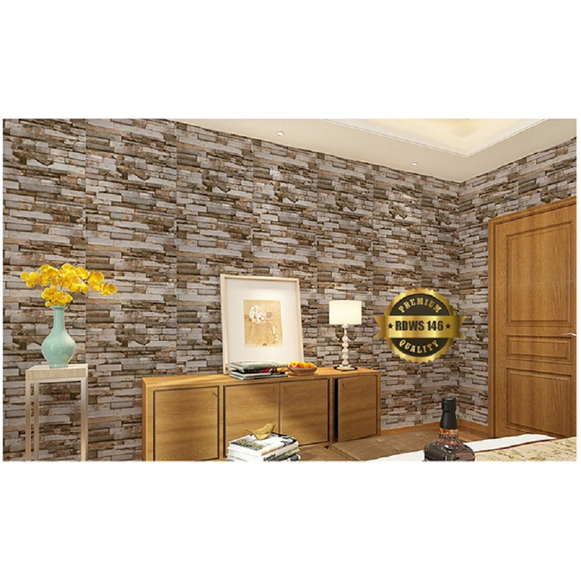 Jual Wallpaper Stiker Motif Batu Bata Alam Ukuran 45 cm x 10 meter ...