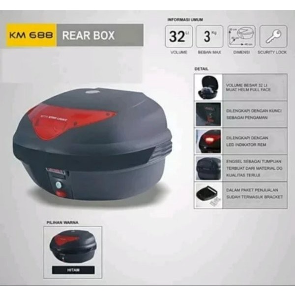Jual BOX MOTOR BOX BELAKANG MOTOR KMI TYPE 688 KAPASITAS 32 LITER SUDAH ...