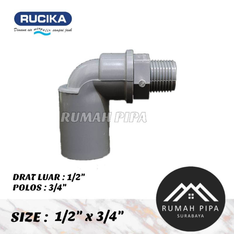 Jual Knee drat luar 1/2” x 3/4” AW / Valve Elbow 1/2” x 3/4” AW - RUCIKA | Shopee Indonesia