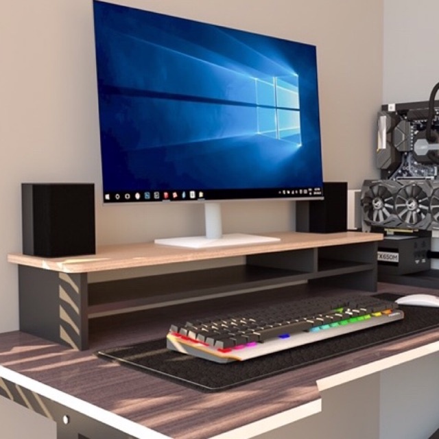 Jual Dudukun monitor / stand monitor / tatakan monitor kayu / desk ...