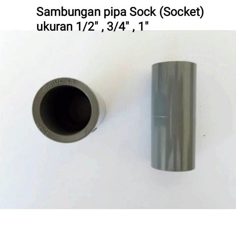 Jual Sambungan pipa Lurus Sock Sok Socket 1/2" 3/4" 1" inch Rucika AW ...
