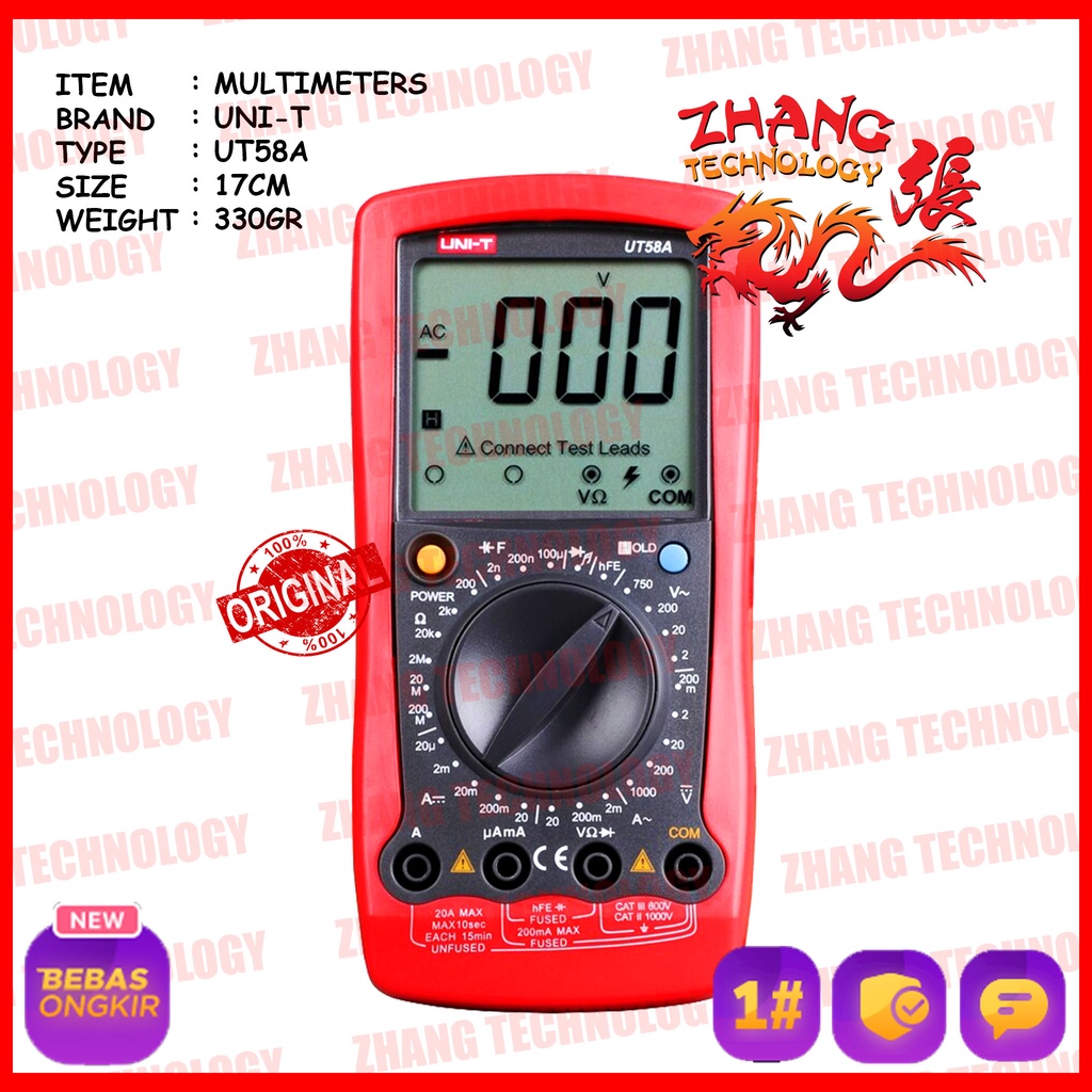 Jual [ ZHANG TECHNOLOGY ] AVOMETER UNI-T 58A UNI T 58 A UT58A UT58 UT ...
