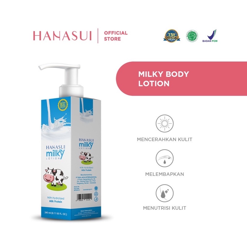 Jual Hanasui Milky Hand Body Lotion 240ml Losion Tubuh Memutihkan Kulit ...