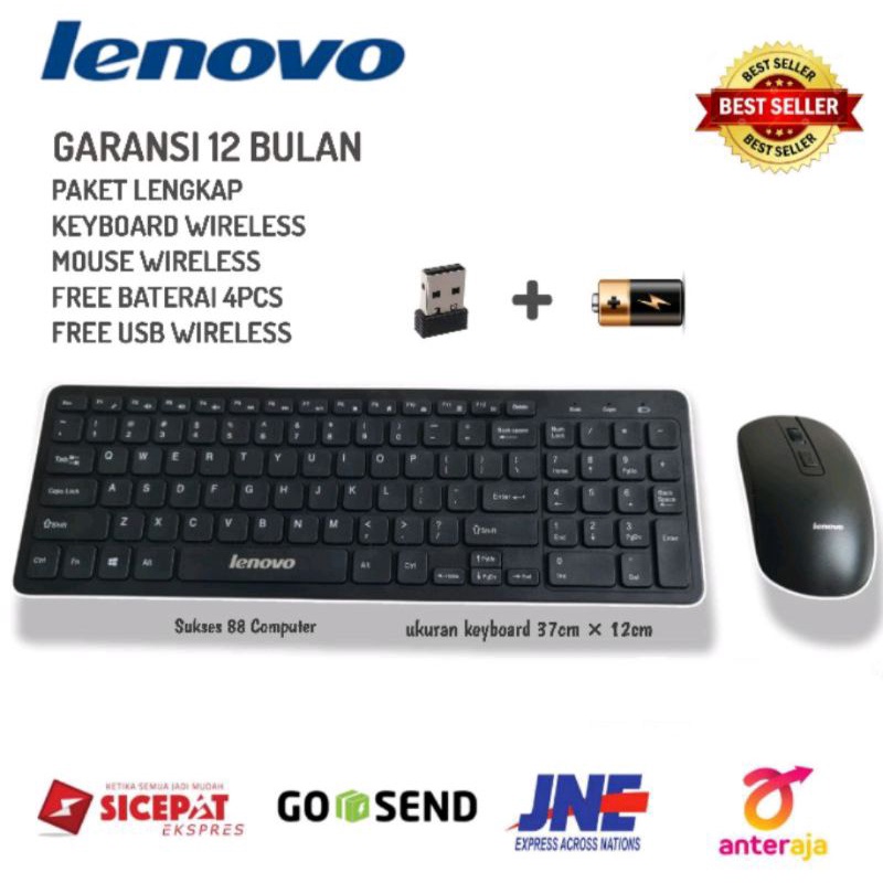 Jual Lenovo Wireless Keyboard and Mouse Set Combo GKM520 Keys Fullsize ...