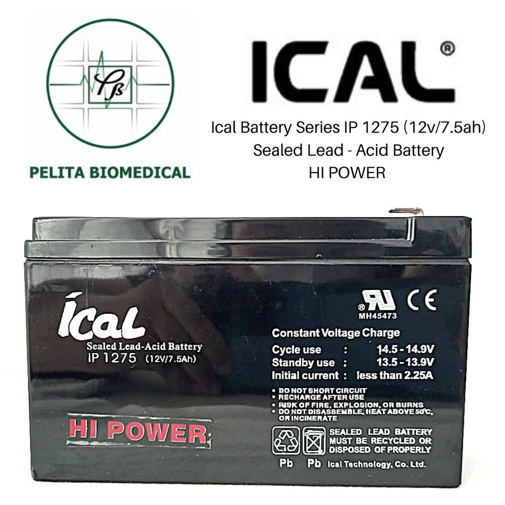 Jual Accu/Aki/Baterai Kering/Ical Battery Series IP 1275 (12v/7.5ah ...