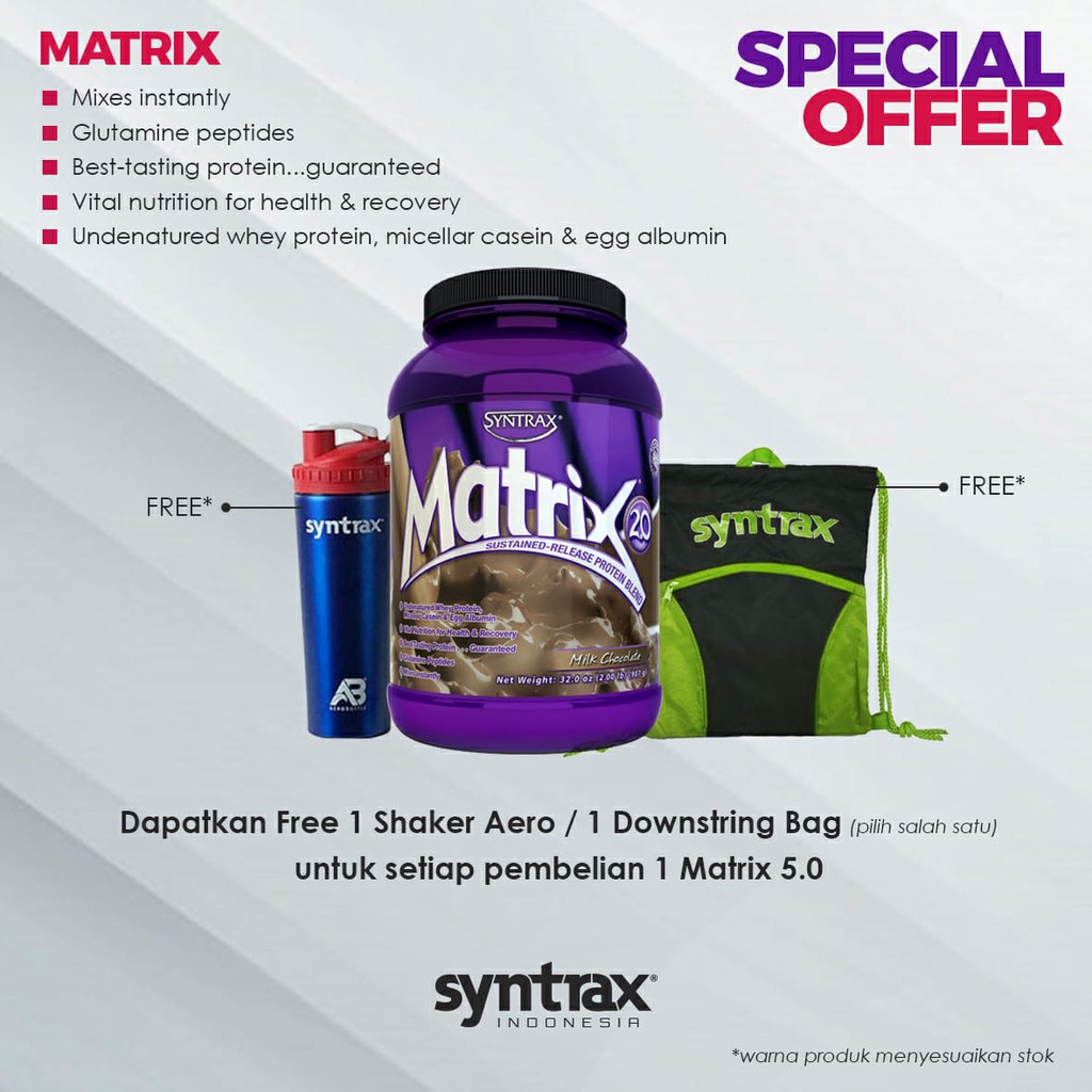 Jual SYNTRAX MATRIX 2 LB LBS WHEY & CASEIN PROTEIN SUSTAINED RELEASE ...