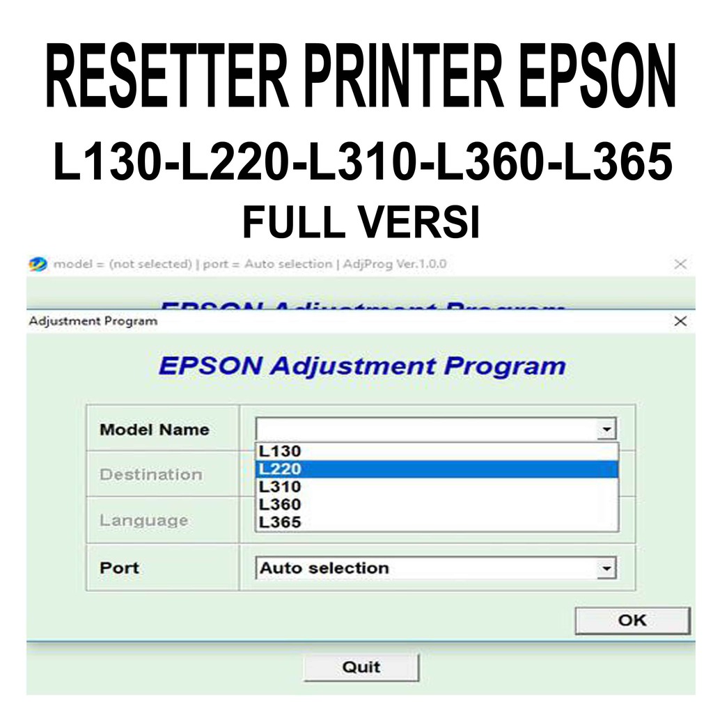 Jual RESSETER EPSON L220 L310 L360 L365 L130 ALL PC UNLIMITED RESET ...