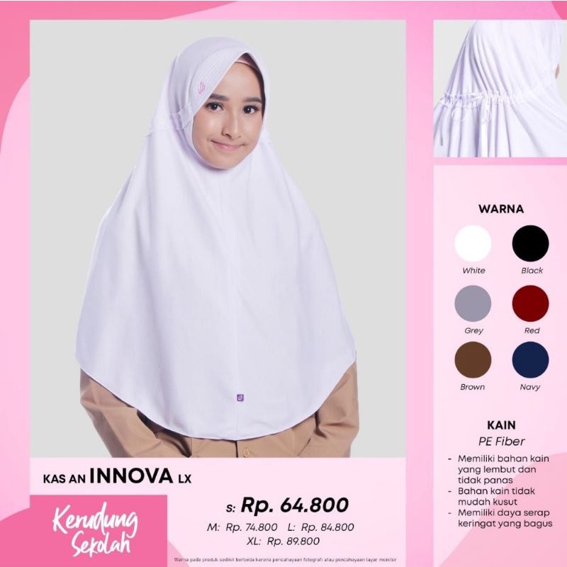 Jual Rabbani Original INNOVA LX Kerudung Sekolah Instan Jilbab Rabani Serut Belakang Pita ...