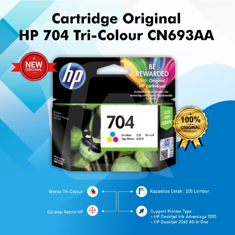 Jual Tinta HP 704 Tri-Colour Original Ink Cartridge | Shopee Indonesia
