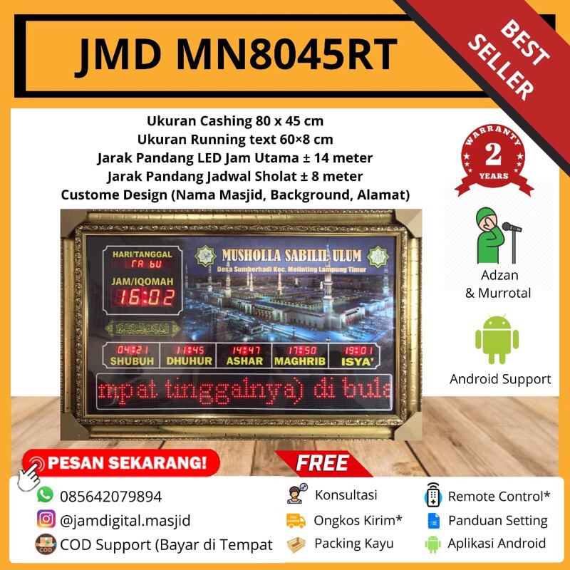 Jual Jadwal Sholat Digital Jam Masjid Musholla Mushola Murah Bergaransi ...