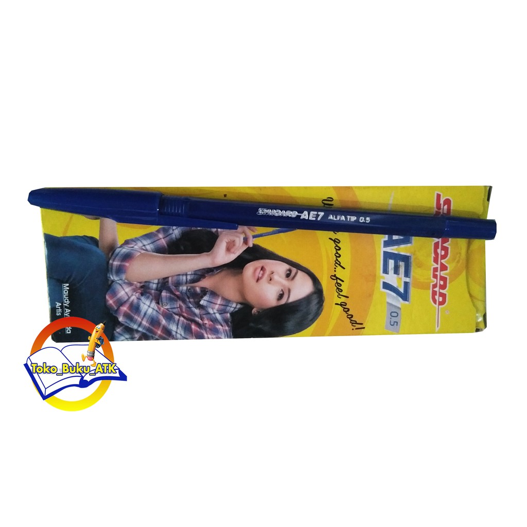 Jual Pen / Bolpen/ Pulpen/ Ballpoint/ Pena Standart AE7 Biru - 1 Pack ...
