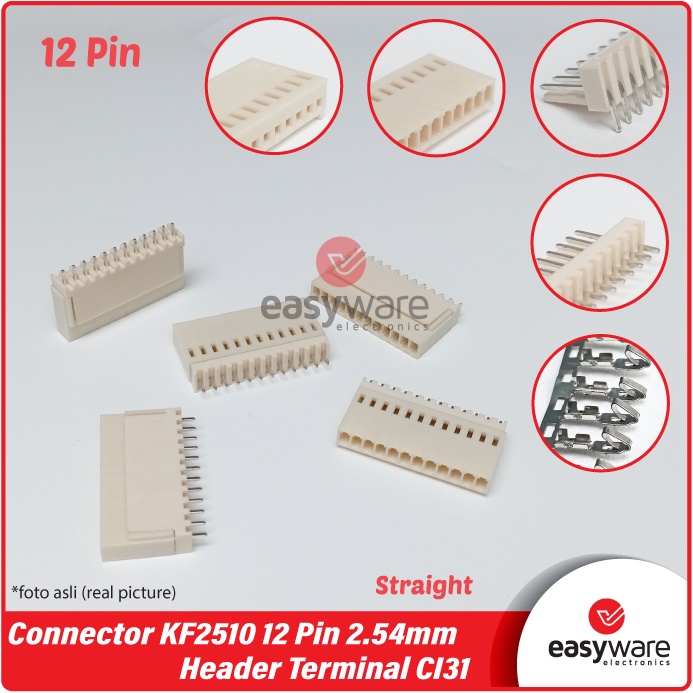 Jual 1 Set Connector Molex KF2510 12P 12 Pin 2.54mm Header Terminal ...