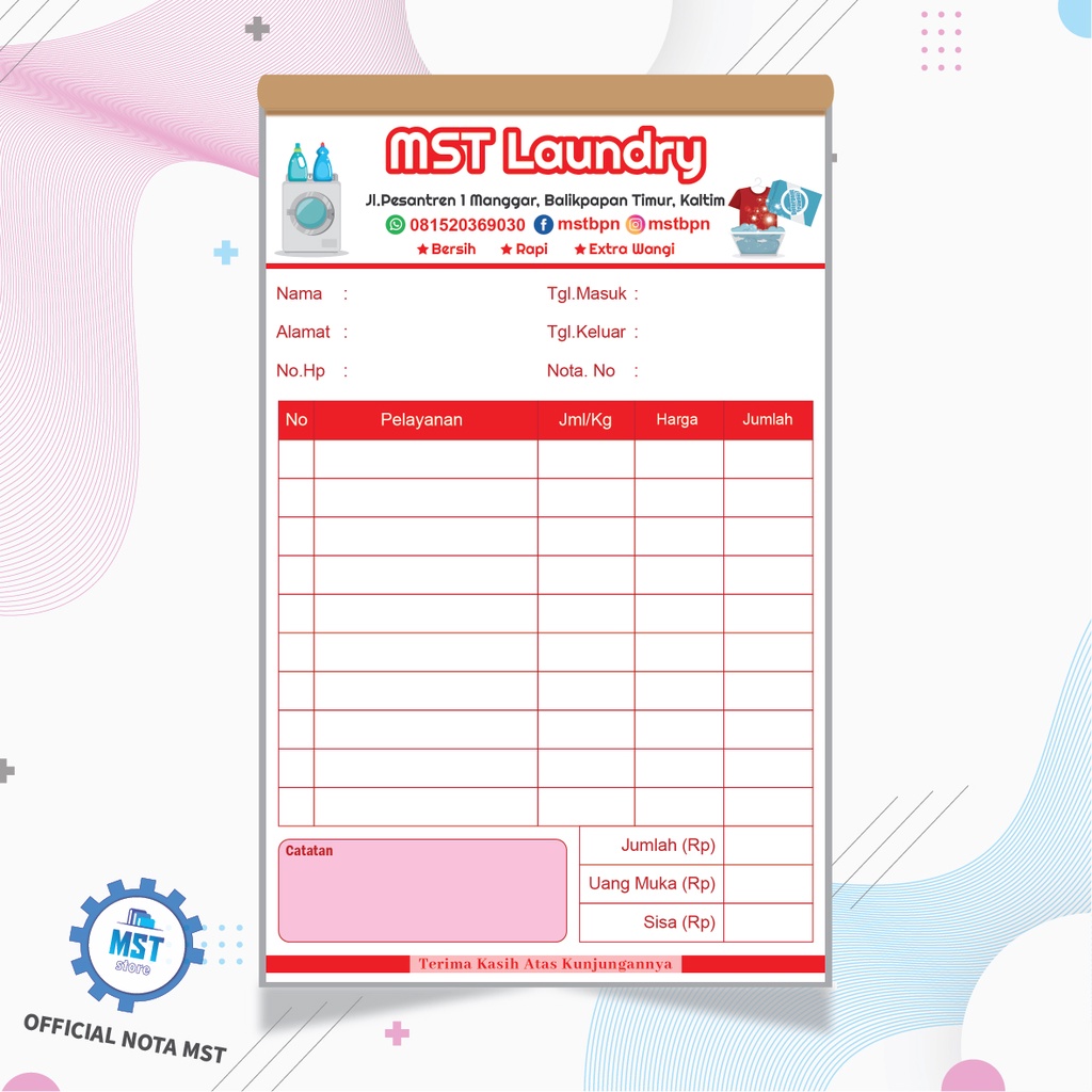 Jual Nota Laundry Custom 4 Buku - Paket Hemat - Dicetak Sesuai Nama ...