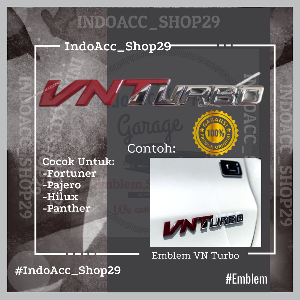 Jual EMBLEM VN TURBO 3D FORTUNER PAJERO HILUX PANTHER | Shopee Indonesia