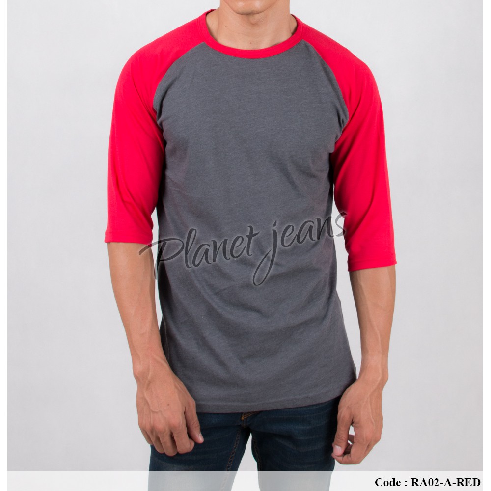 Jual Baju kaos polos lengan 3/4 raglan cowok / panjang tangan 7/8 pria ...