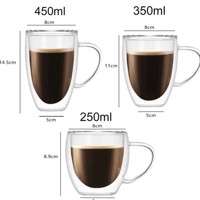 Jual Jualan Gelas Cangkir Kaca 2 Lapis Anti Panas Mug Double Wall Insulated Cup - Transparan ...
