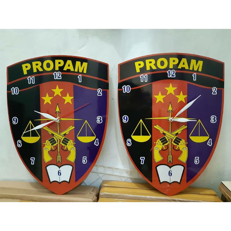 Jual JAM DINDING BESAR CUSTOM LOGO PROPAM POLRI | Shopee Indonesia