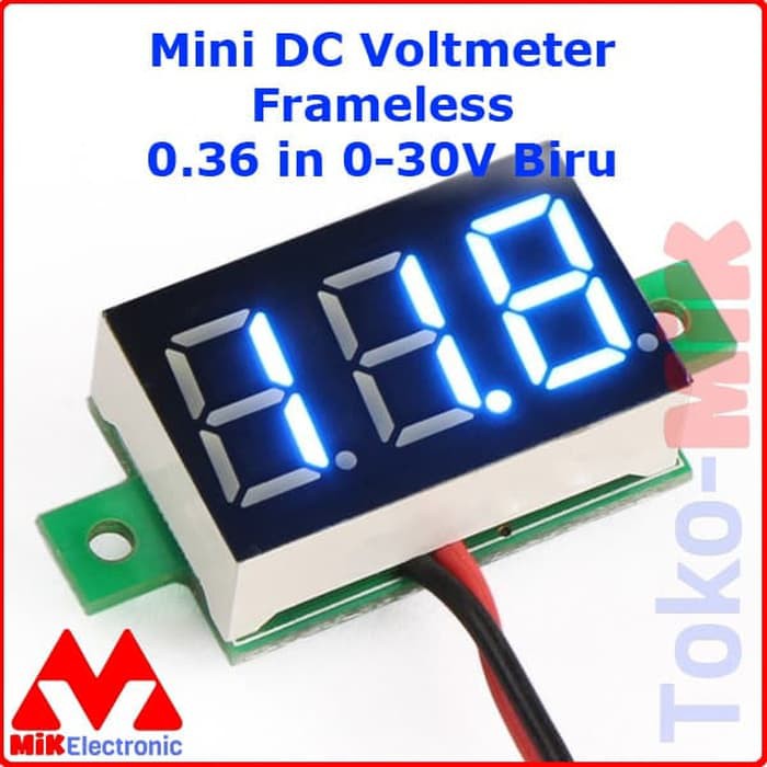 Jual MINI DC VOLT METER VOLTMETER 0V-30V FRAMELESS 0.36 IN BLUE BIRU ...