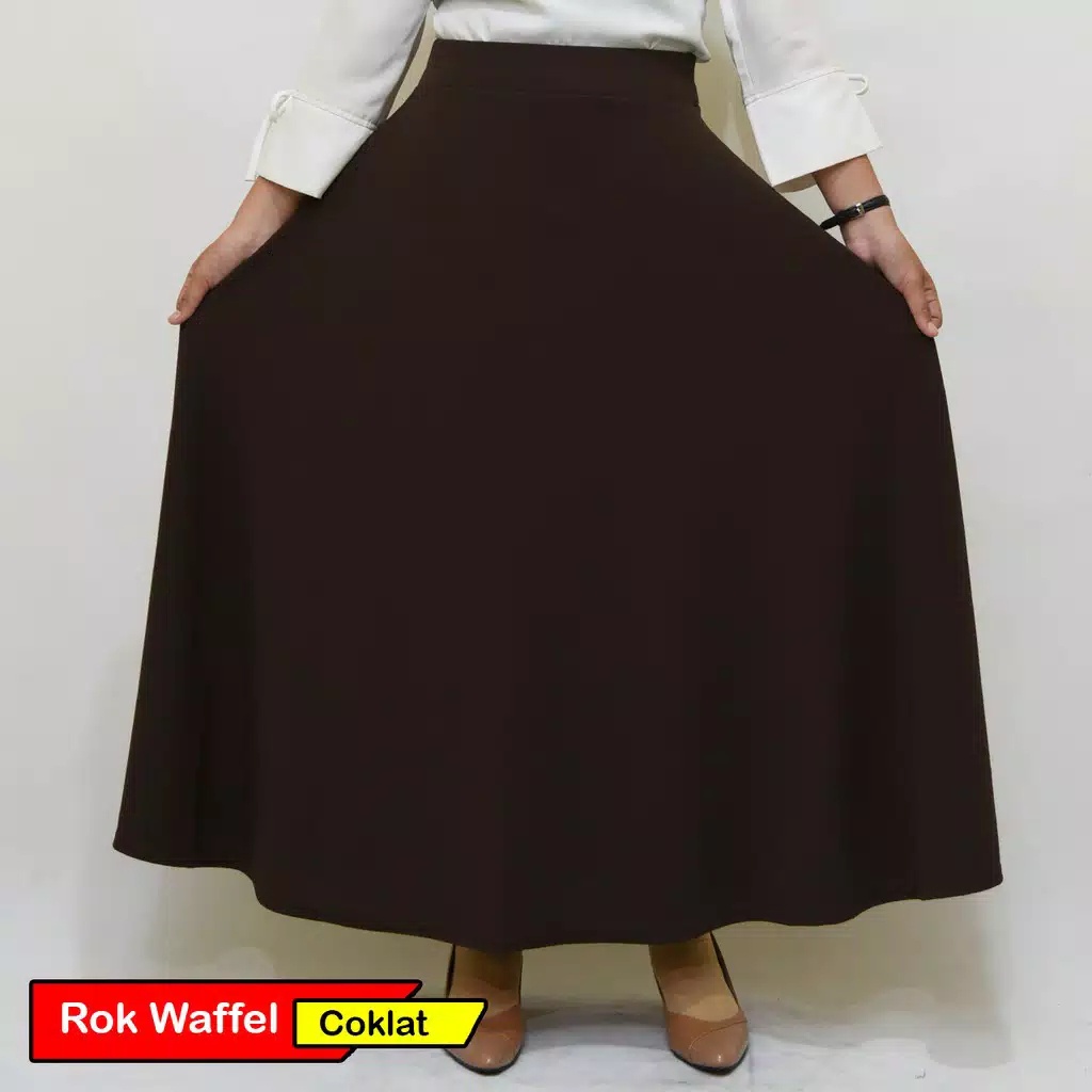 Jual ROK MAXI SKIRT WAFLE CREPE ROK LEBAR BAHAN TEBAL | Shopee Indonesia