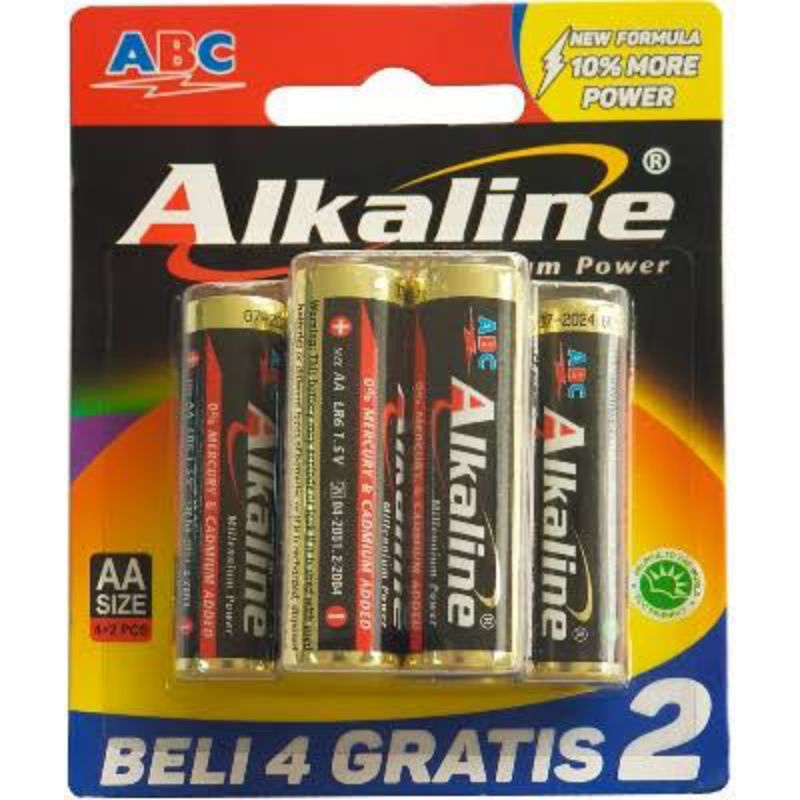 Jual BATERAI ABC ALKALINE AA/AAA 4+2PCS(NO SPX STANDAR/HEMAT) | Shopee Indonesia