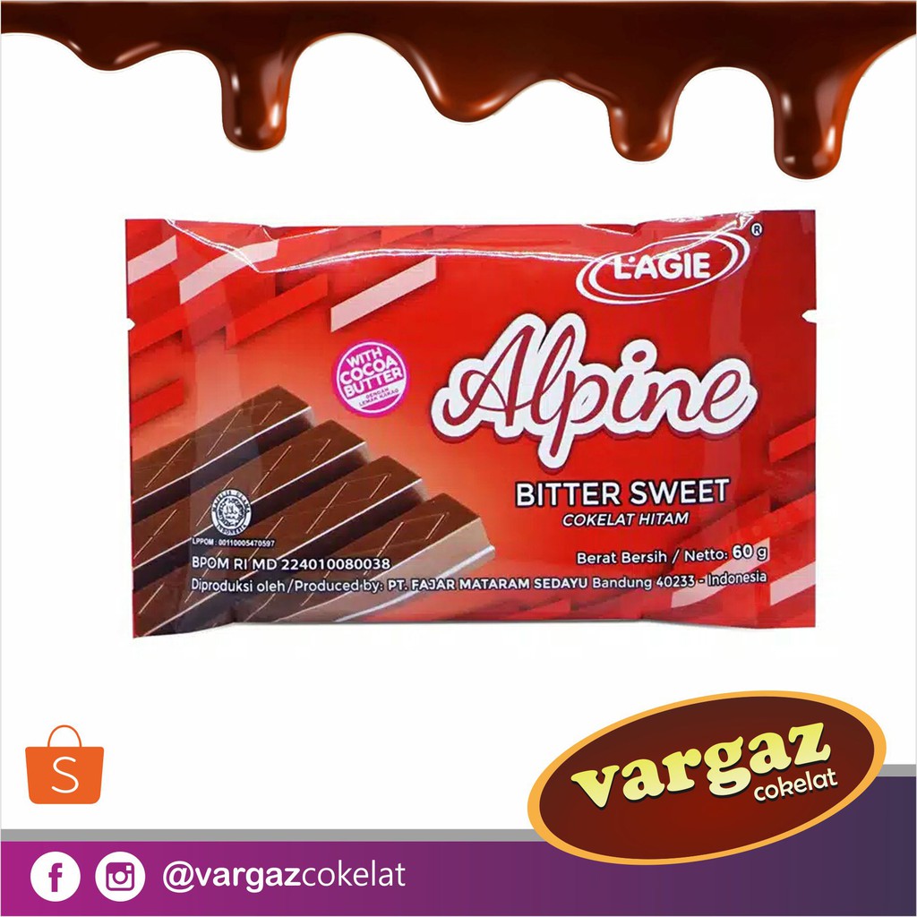 Jual Coklat Batang Manis Enak / Coklat murah 60gr Coklat Lagie Alpine ...