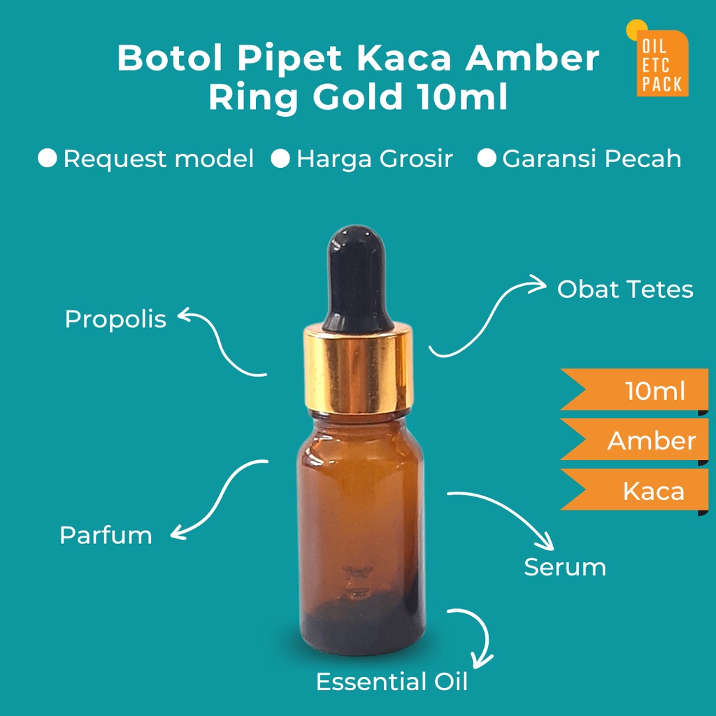 Jual Botol Pipet Dropper Kaca Mini AMBER 10ml Tebal / Wadah Kosong ...