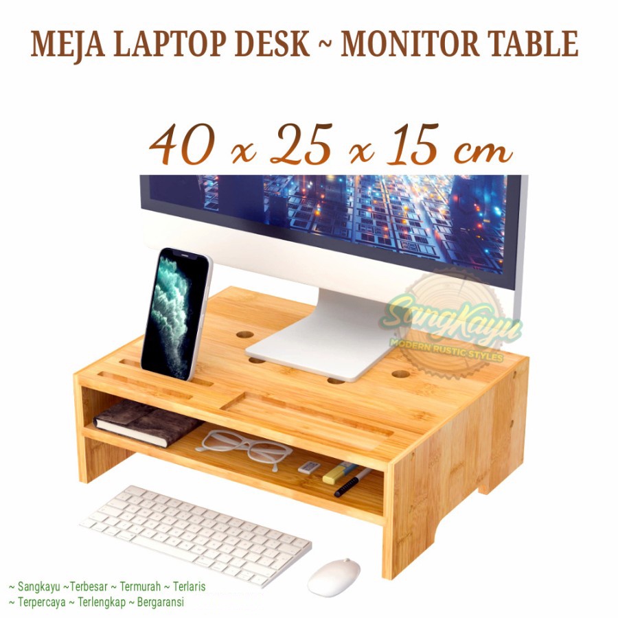 Jual SangKayu Meja Monitor Kayu Komputer Meja Laptop Table Monitor ...