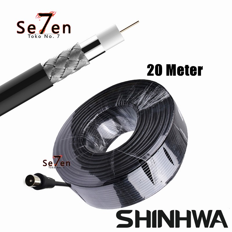 Jual KABEL ANTENA SHINHWA + JACK TV PATEN 5C RG6 HITAM 20 METER | Shopee Indonesia