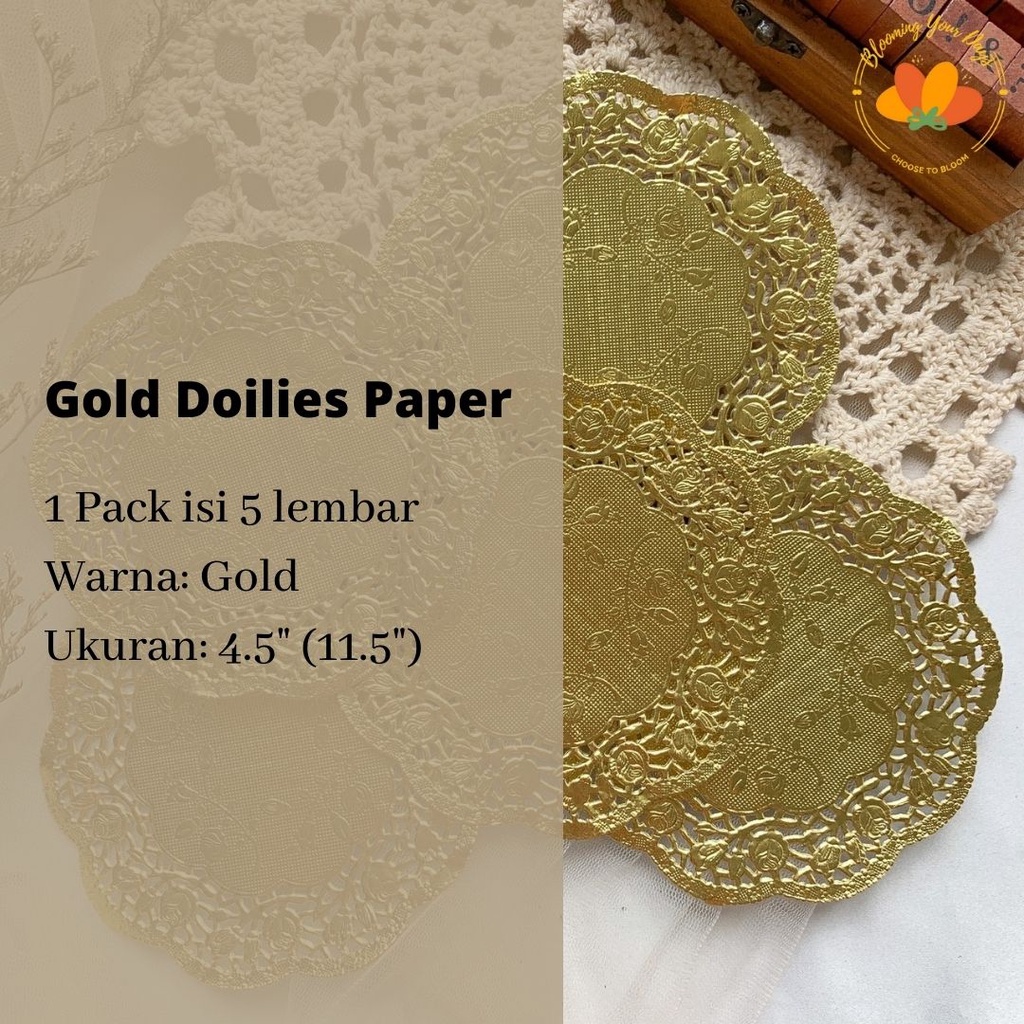 Jual Paper Lace Doilies Gold Kertas Alas Emas Renda Kertas Doylyes ...
