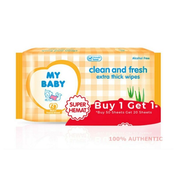 Jual My Baby Wipes 50+50Sheets - My Baby Tissue Basah Buy1Get1- Tissu ...