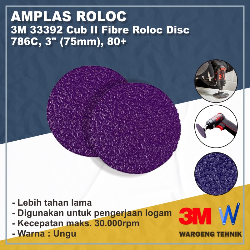 Jual Amplas Roloc 3" 3M 33392 Cubitron II Fibre Roloc Disc, 786C, 3 ...