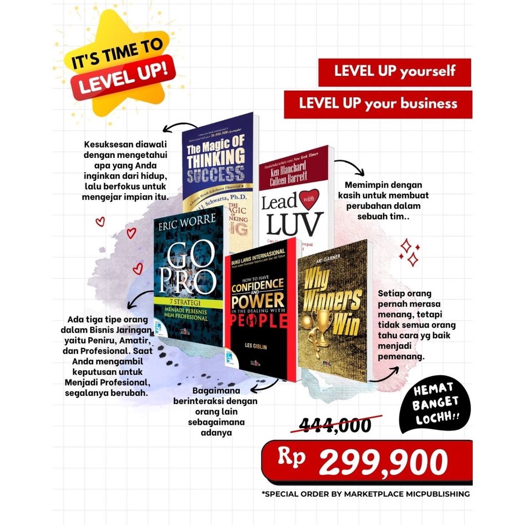 Jual SMART BUNDLE LEVEL UP - Go Pro & How to Have Confidence & Why Winners Win & Lead with LUV ...