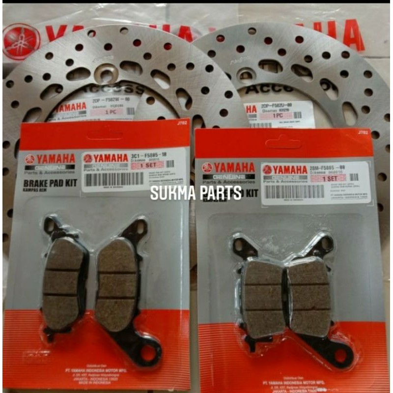 Jual piringan cakram depan belakang+kampas rem Yamaha nmax old/new nmax ABS, NON ABS ORI ...
