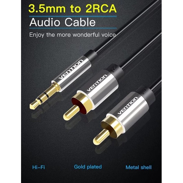 Jual Kabel Audio 3.5mm male To 2 RCA Male 1.5M Vention Hi-Quality ...