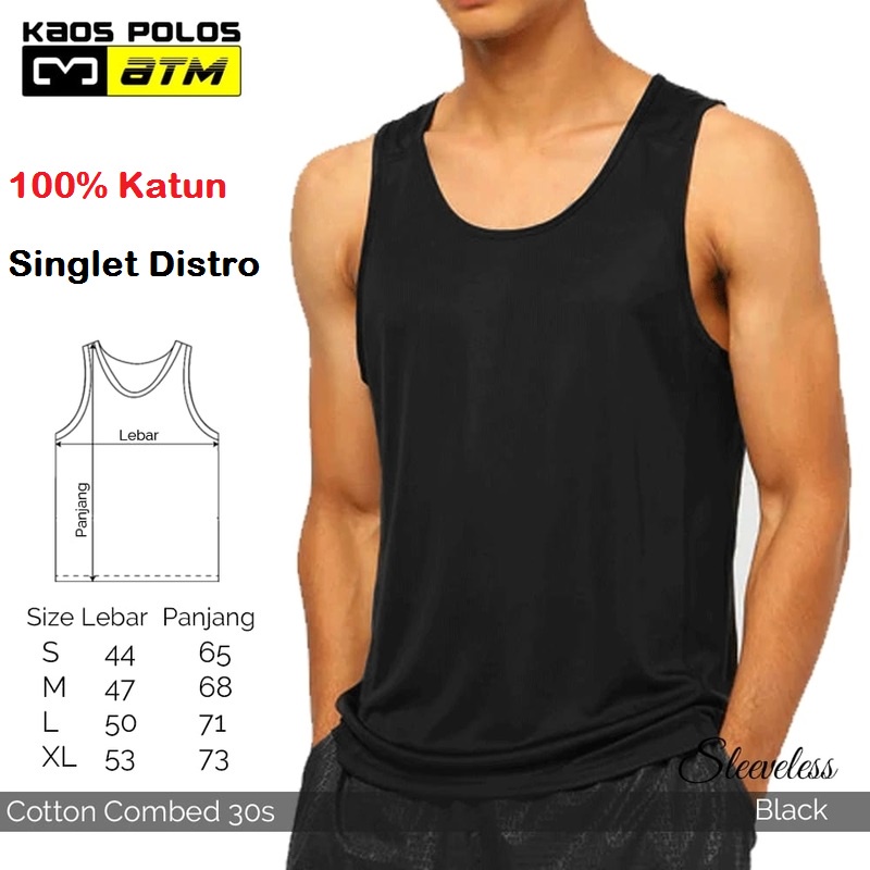 Jual Singlet Pria 100% Cotton Combed Level DISTRO Katun Soft Adem Tebal ...
