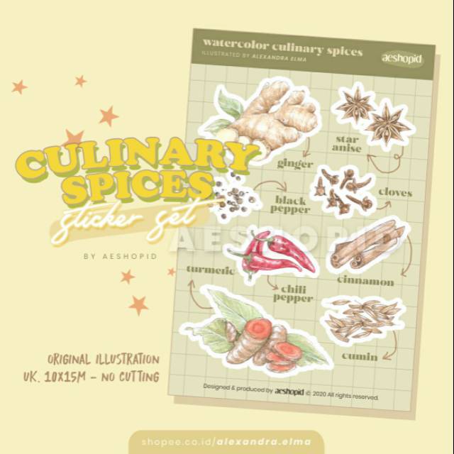 Jual ⭐ Culinary Spices Watercolor Illustration sticker set ⭐ food ...