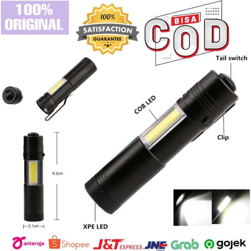 Jual Senter Mini LED XPE + COB Flashlight 800 Lumens | Shopee Indonesia