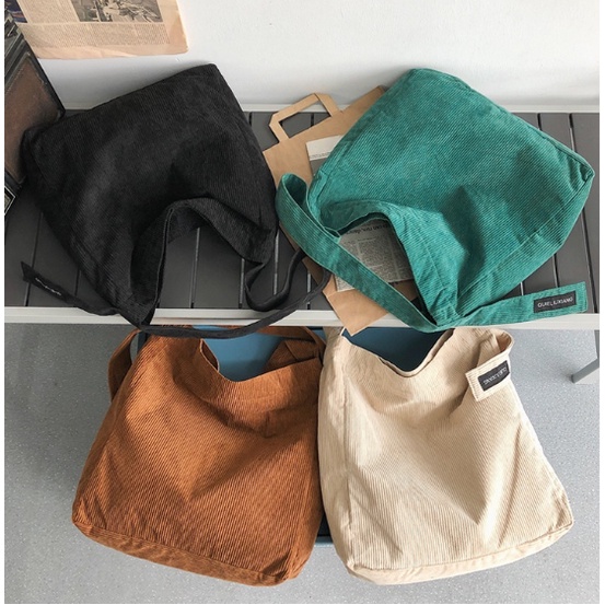 Jual Baru Tas Kanvas Retro Korduroi Tas Selempang Tas Bahu Wanita ...