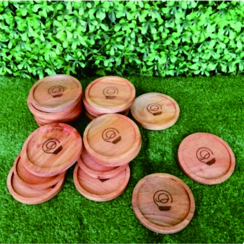 Jual [custom engrave] Coaster Kayu Bulat Coffee Tray Bulat | Shopee ...