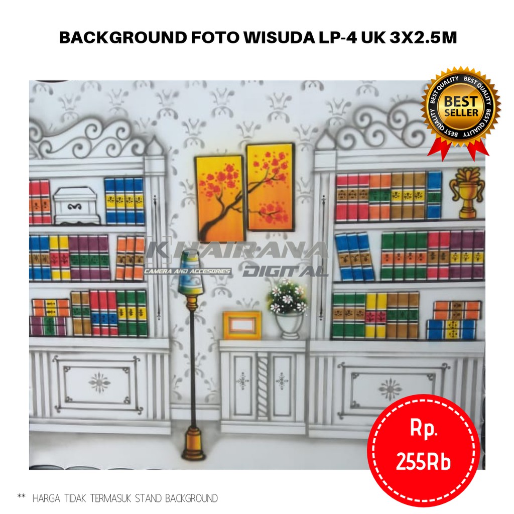 Jual Background Backdrop Layar Foto Wisuda Lemari rak buku LP4 3x2.5m ...