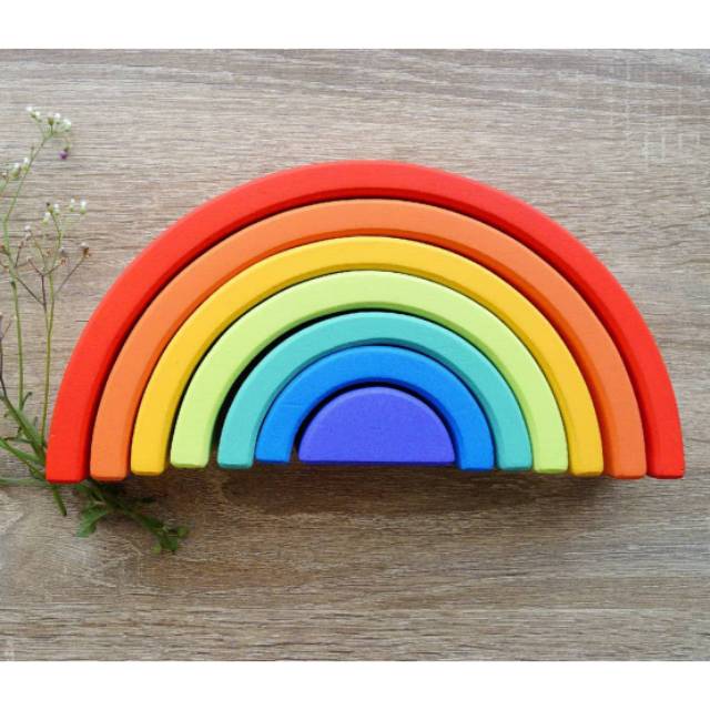 Jual Padson Colorful Rainbow Stacking / Wooden Rainbow Blocks | mainan ...