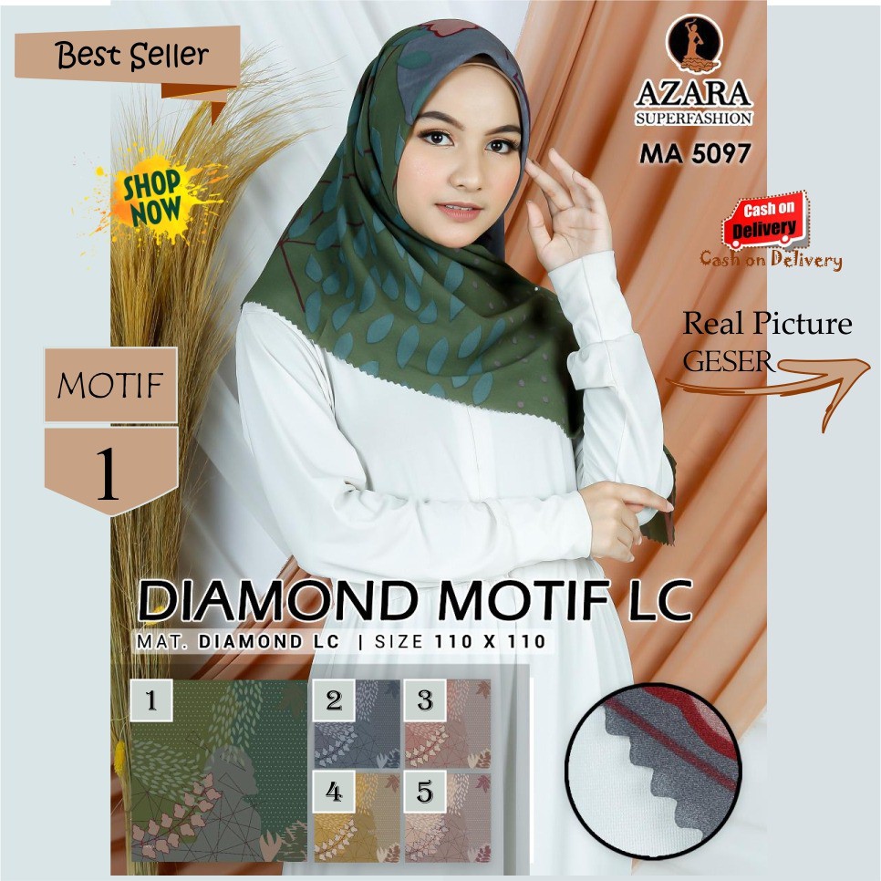 Jual Jilbab Segi Empat Diamond Motif Laser Cut Motif 1 by Azara Scarf ...