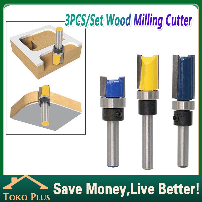 Jual 3 Pcs/Set Mata Profil Lurus Straight Flush Trimmer Router Bits HPL ...