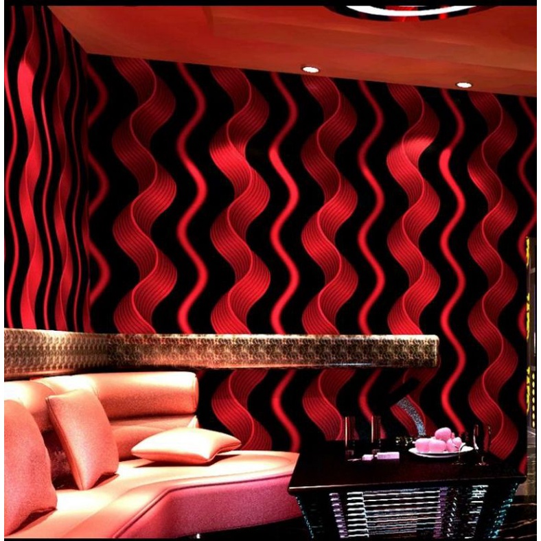 Jual Wallpaper Sticker Dinding Gelombang 3D Merah 10meter X 45cm ...