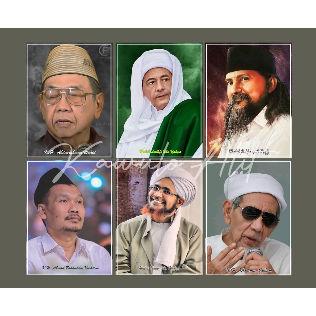 Jual Paket 6pcs kertas poster hiasan dinding foto ulama, kyai & Habib ...