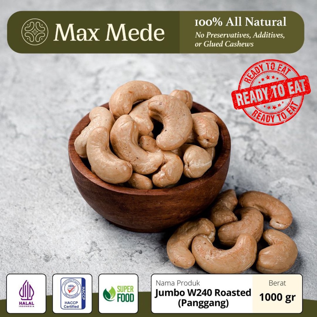 Jual Max Mede - Kacang Mede/Mete Jumbo Utuh W240 Putih Premium Matang ...