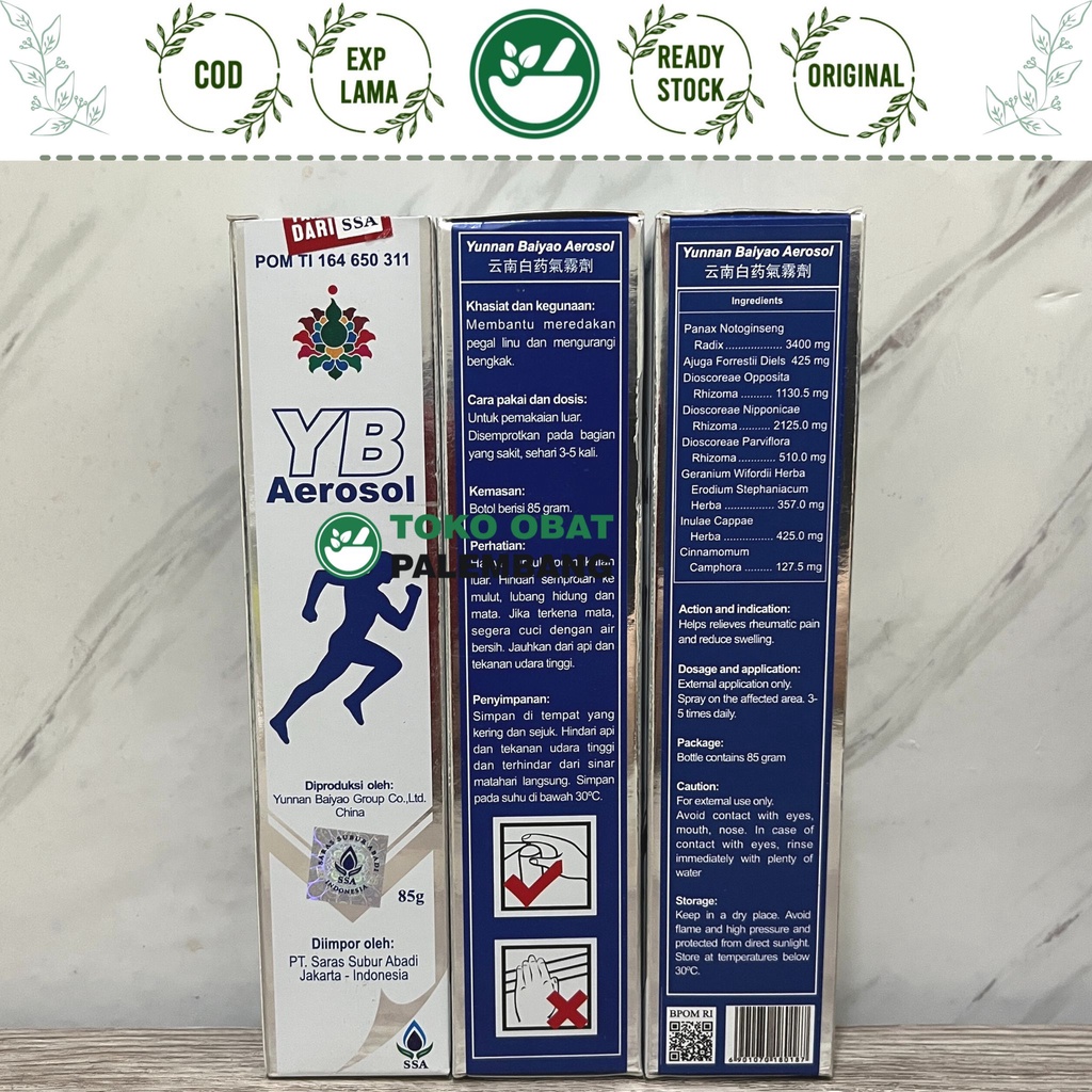 Jual YB AEROSOL 85 GRAM SARAS SUBUR ABADI YUNNAN BAIYAO SPRAY yunnan ...