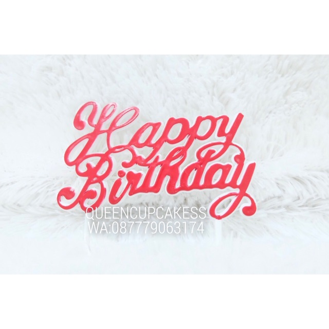 Jual topper cake happy birthday merah huruf sambung hiasan tusuk kue ...
