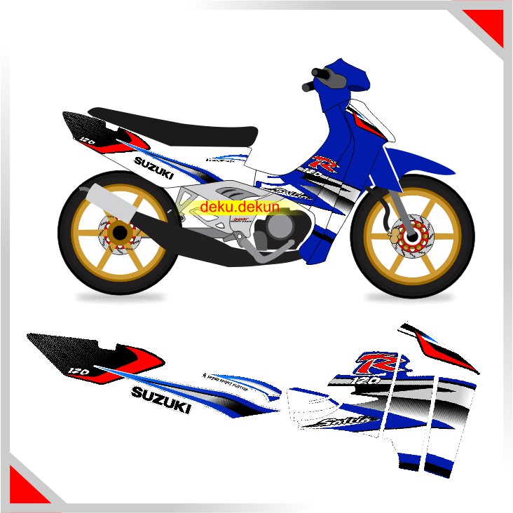Jual Striping Satria Lumba Satria 2 Tak Variasi Biru Putih Tahan Vernis ...
