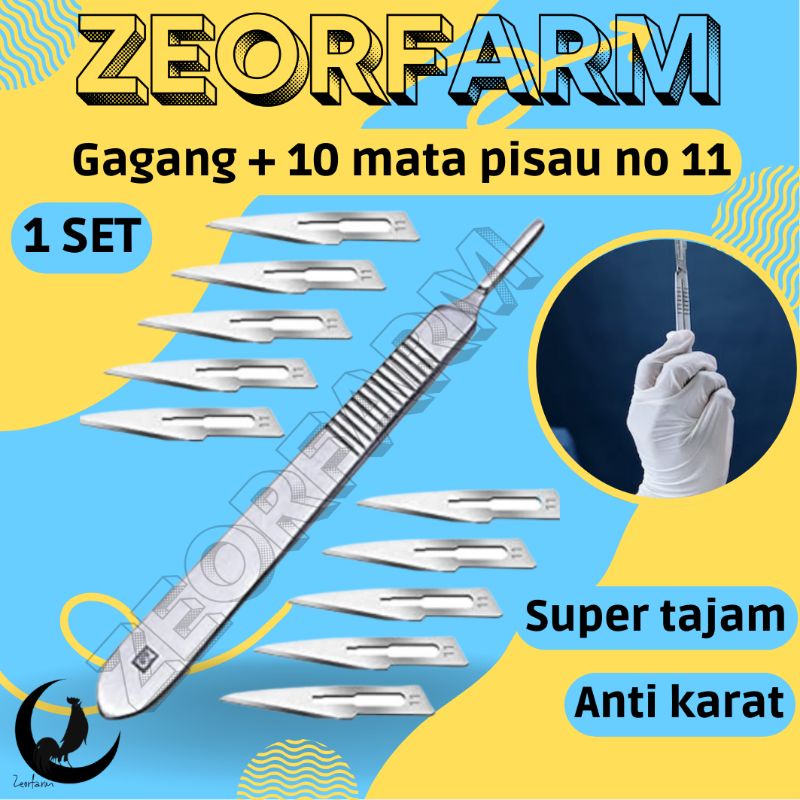 Jual pisau bedah pisau jalu pisau grafting 1 set 10 mata zeorfarm ...